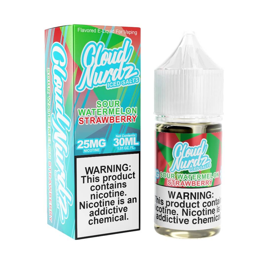 Cloud Nurdz Iced Salts Sour Watermelon Strawberry eJuice — eJuice BOGO